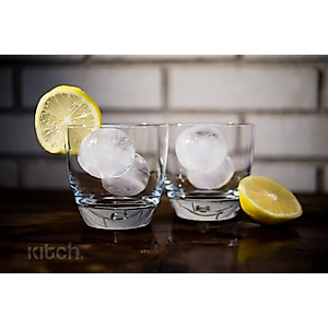 Kitch Ice Ball Maker Mold - Flexible Silicone Ice Tray - Molds 4 X 4.5cm Round Ice Ball Spheres - Cobalt Blue