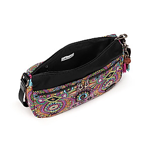 Sakroots womens New Adventure & Bag, Stylish Roomy Purse, Made from Recycled Materials Hobo Shoulder and Crossbody Bag, Rainbow Wanderlust Block, One Size US