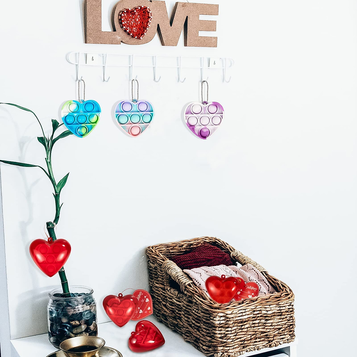 Prefilled Heart Pop Heart Fidget Toys with Cards for Kids - 12 Pack Mini Heart Pop Bubble Sensory Toys Bulk with Keychain Toddlers Girls Boys Exchange Birthday Gifts for Party Favors Supplies