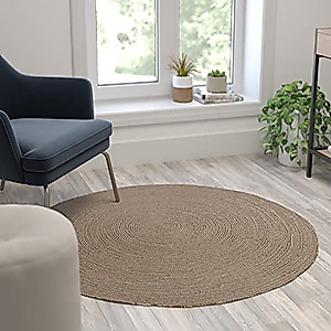 Flash Furniture Kelsey Area Rug - Jute - Round - 4 Foot - Polyester Blend - Braided