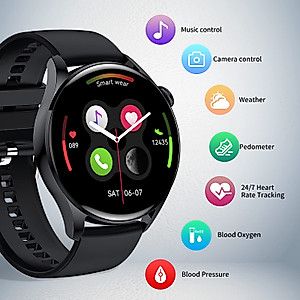 Luoba Smart Watch for Men,Call Receive/Dial Smartwatch for Android & iOS,Activity Fitness Tracker with Heart Rate,Sleep Monitor Step Calorie Touch Screen Men Women Digital Fitness Watch (Black)