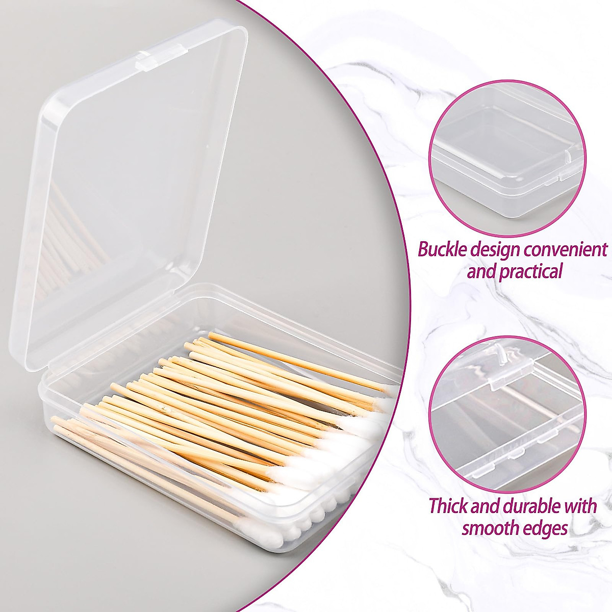 3 pieces Portable Travel Cotton Pad Holder,Bathroom Vanity Countertop Storage Organizer,Cotton Ball Holder Dispenser,Cosmetic Sponge Storage Box for Cotton Rounds, Swabs, Floss(Blue+Pink+Transparent)