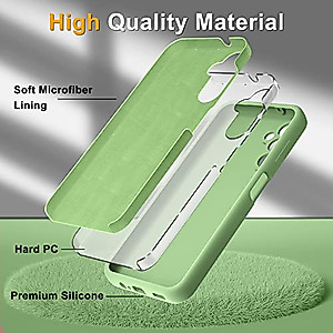 YENAPOON for Samsung Galaxy A14 5G Case and 2 Pack Tempered Glass Screen Protector, Slim Liquid Silicone Shockproof Protective Case - Mint Green