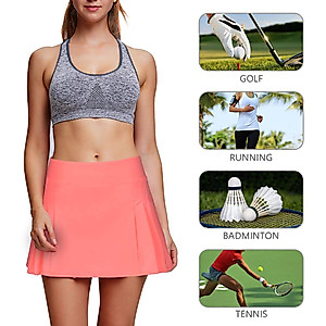 Rainbow Tree Women's Golf Skirt Tennis Skort Pleated with Side Inner Pockets Indoor Exercise,Runs Large (Pink Orange, L)