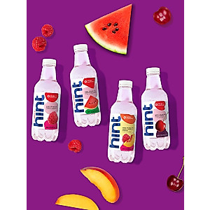 Hint Water Purple Variety Pack (Pack of 12), 16 Ounce Bottles, 3 Bottles Each of: Raspberry, Watermelon, Cherry, and Peach, Zero Calories, Zero Sugar and Zero Sweeteners