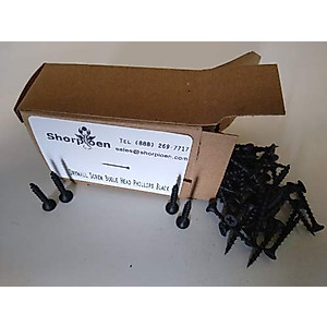 Shorpioen 100-Pack 6 x 1 1/4 Phillips Bugle Head Coarse Thread Drywall Screw Black Phosphate Particle Board BC-0620CPG