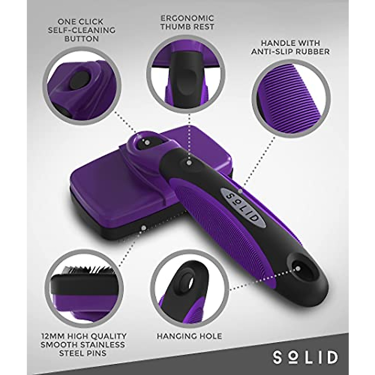 Pet Slicker Brush - Dog & Cat Brush for Shedding & Grooming - Dematting & Detangling Self-Cleaning Brushes for Dogs, Cats & Pets