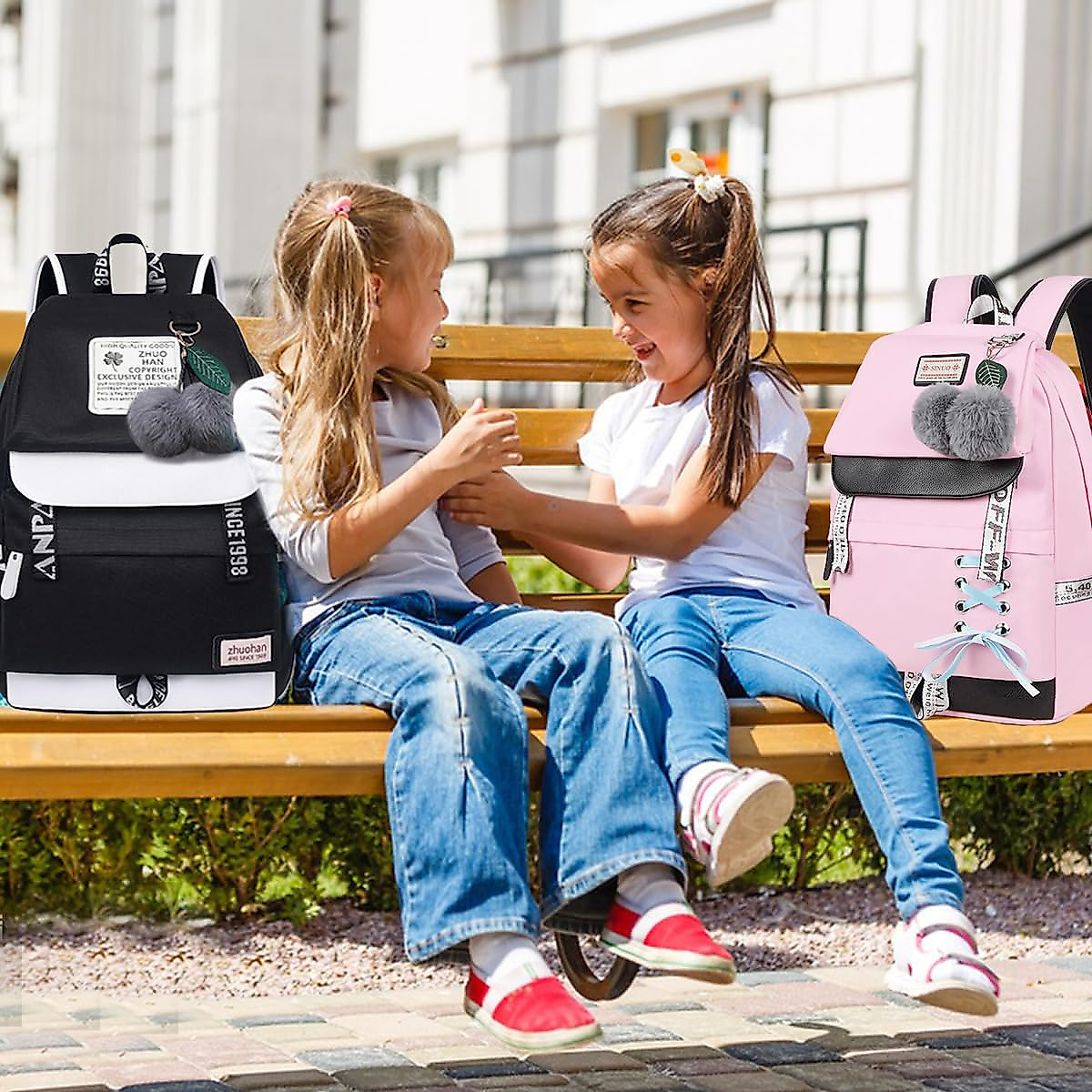 Lmeison Backpack for Girls Kids Schoolbag Children Bookbag Women Casual Daypack Teenage Girls' Backpack Middle School Students Bookbag Outdoor Daypack with USB Charge Port, Pink