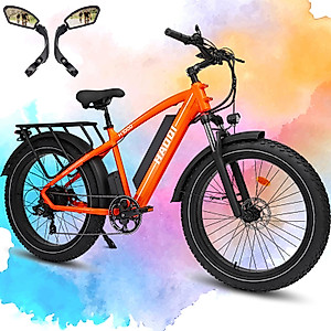 HAOQI Electric Bike for Adults, 26" x 4.0 Fat Tire Ebike, 750W Brushless Motor Mountain Bike with 48V 20AH Removable Battery, Electric Bicycle with 7 Speed to 28MPH