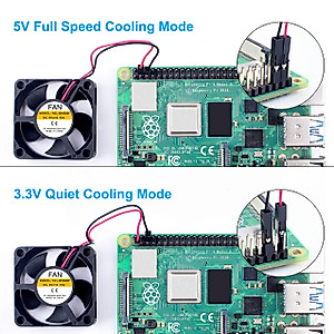 Miuzei Fan Compatible with Raspberry Pi 4 & 4B+ with 3 Pcs Aluminum Heatsinks for Pi 4 B+, Pi 4 Model B
