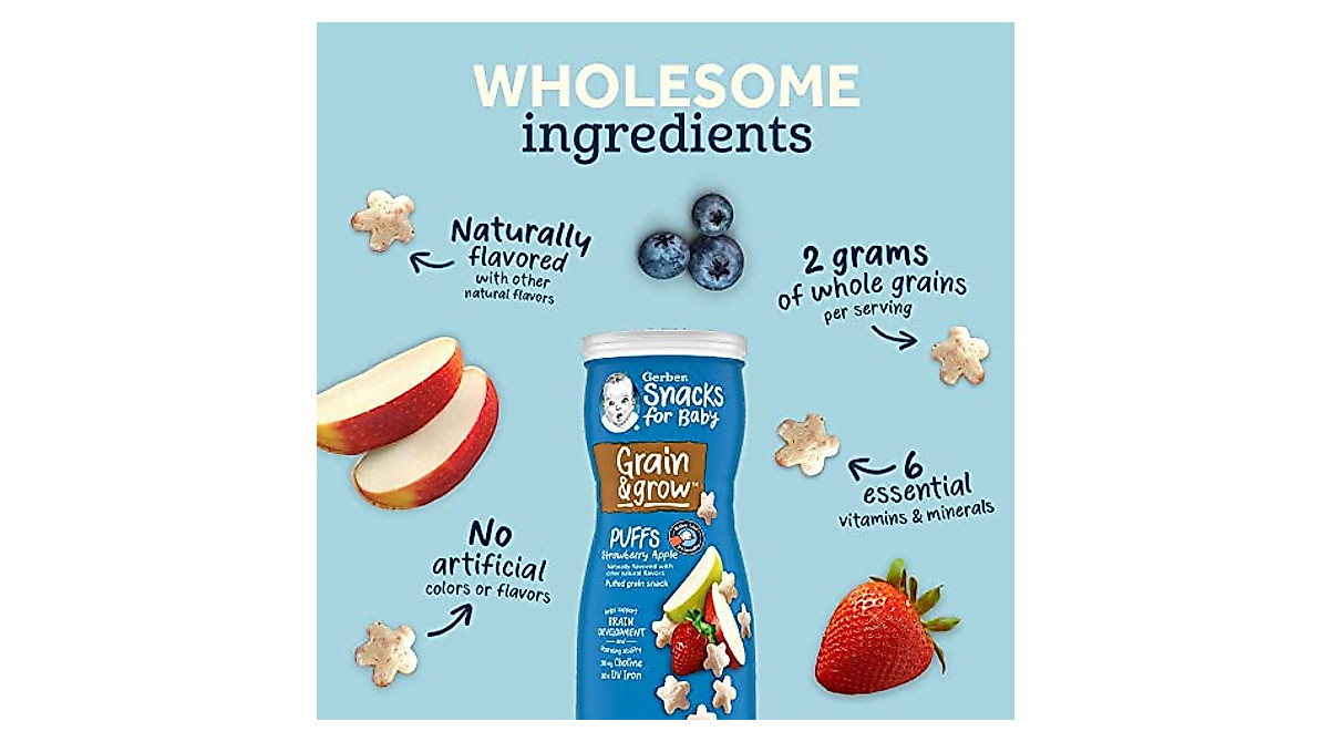 Gerber Blueberry Puffs for Babies – Healthy Toddler Snack (Pack of 6)