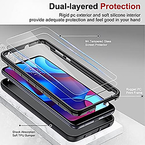 LeYi for Moto G Pure Phone Case: Moto G Power 2022 Phone Case with [2 x Tempered Glass Screen Protector], Full-Body Shockproof Silicone Phone Case for Moto G Pure/Motorola G Power 2022, Black