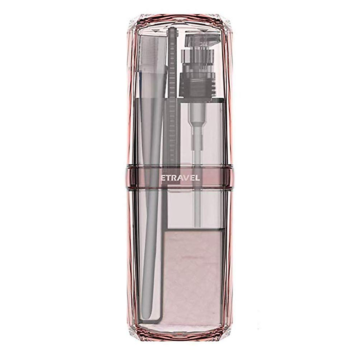 Portable Toothbrush Cup 8 in 1 Wash Set Storage Case, Toothbrush & Toothpaste Shower Gel Shampoo Comb Travel Kits Toiletry Sub (Pink)