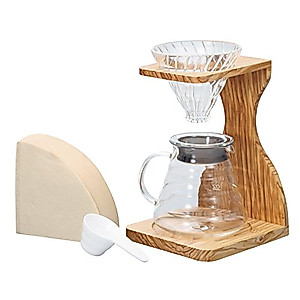 Hario V60 Olive Wood Pour Over Stand Set