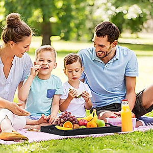 Pipishell Bamboo Serving Tray with Handles Rectangular Wooden Breakfast Tray, Serving Trays for Eating, Working, Storing, Used in Bedroom, Kitchen, Living Room, Bathroom, Hospital and Outdoors(Black)