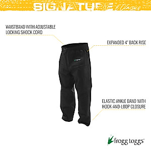 FROGG TOGGS Men's Standard Classic Pro Action Waterproof Breathable Rain Pant, Black, 3X-Large