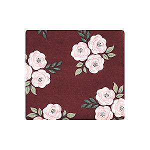 Hudson Baby Unisex Baby Cotton Flannel Receiving Blankets Bundle, Burgundy Floral, One Size