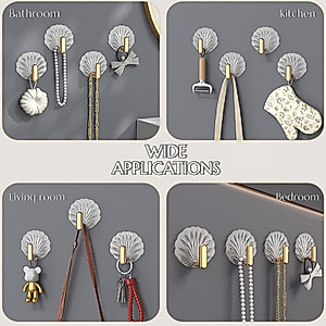 KINTEGOOD Decorative Wall Self Adhesive Hooks, Adhesive Wall Hooks for Hanging Heavy Duty, Over The Door Hooks Key Holder for Wall, Wall Hook Key Purse Hanger Door Hanger Hook (4pcs)