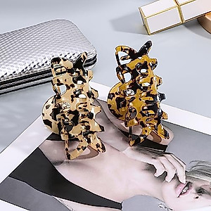 Shinowa Hair Clips, 2-Pack Bohemian Tortoise Shell Hair Claw Clips Strong Hold Big Hair Jaw Clips for Thick Hair, Hair Accessories for Women Girls, Leopard