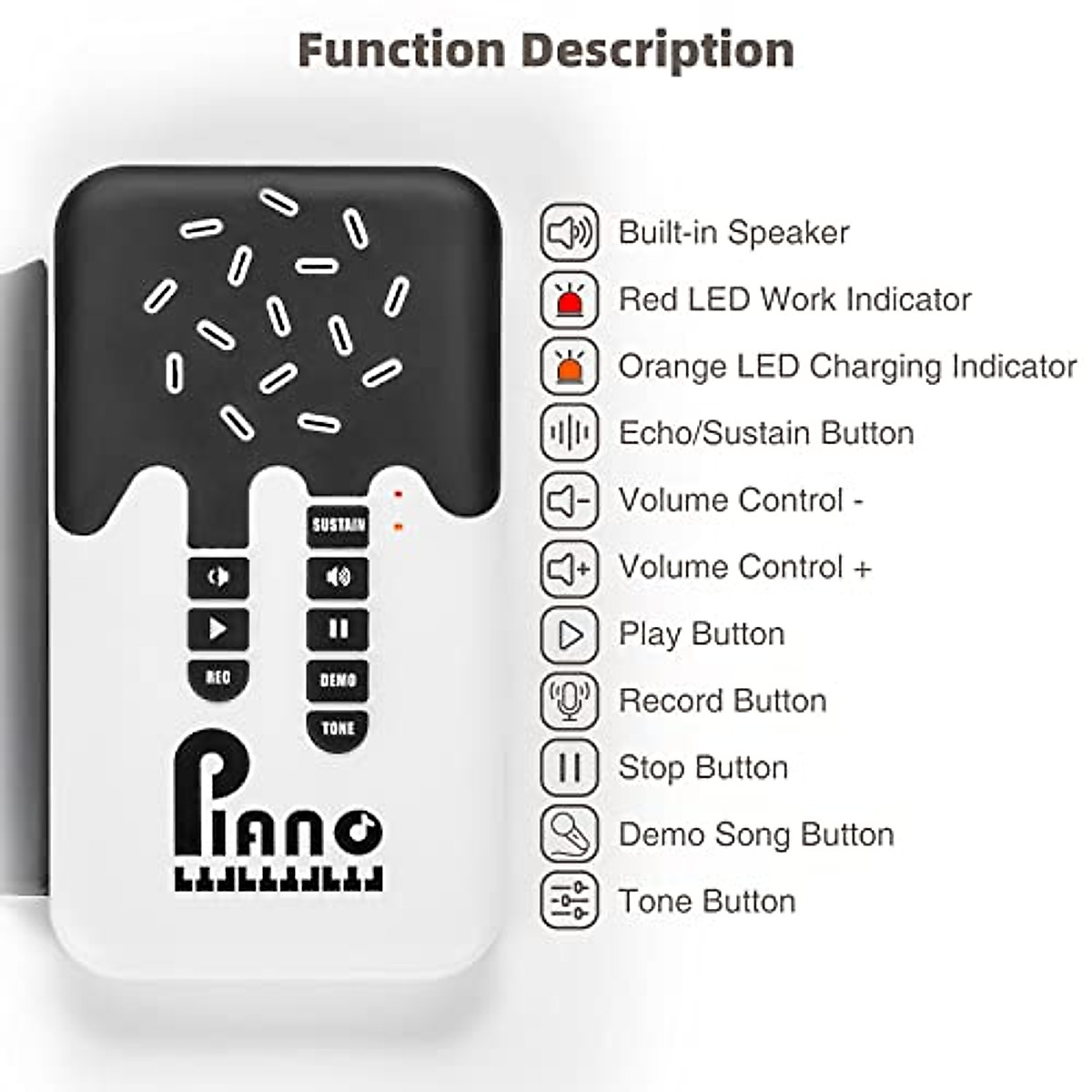 POGOLAB 49 Key Roll Up Keyboard Piano, Portable Digital Electric Foldable Piano Keyboard, Rechargeable, 8 Tones, 6 Educational Demo Songs, for Beginners Gift (Rainbow)