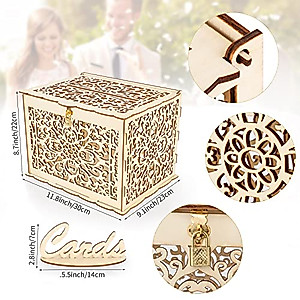 Hooqict DIY Wedding Card Box with Lock Large Rustic Wood Wedding Gift Money Box Holder for Graduation Parties Wedding Reception Bridal Baby Shower Birthday