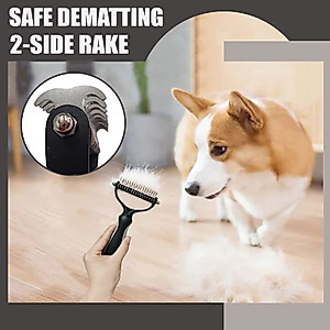 5PCS Grooming Kit for Dog,Puppy- Deshedding & Slicker Brush for Short-Haired Pets, Flea Comb and Grooming Comb Set Grey