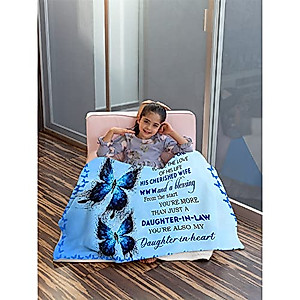 to My Daughter in Law Throw Blanket, Super Soft Fluffy Flannel Fleece Blanket Gifts for Daughter in Law Fit for Sofa Chair Bed Office Couch Travelling Camping Picnic Gift All Season 80"x60" for Adult