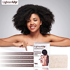 LightenUp, Lactic Acid Exfoliating Soap | 7.7 oz / 200 g | Brightening Bar, AHA Soaps for Knees, Body, Armpits | with Shea Butter, Apricot, Milk Protein