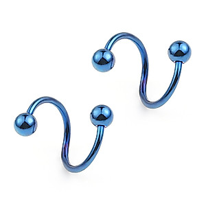 Ruifan 16G Stainless Steel Twist Ear Plug Earring Spiral Helix Stud Lip Ring Body Piercing Jewelry 10mm 6Pairs