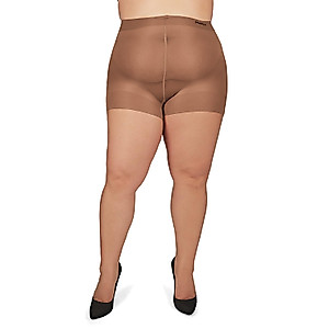 MeMoi Plus Size Curvy Control Top Pantyhose for Women, Comfortable Sheer Pantyhose, Lightweight Womens Stockings - French Coffee 7X