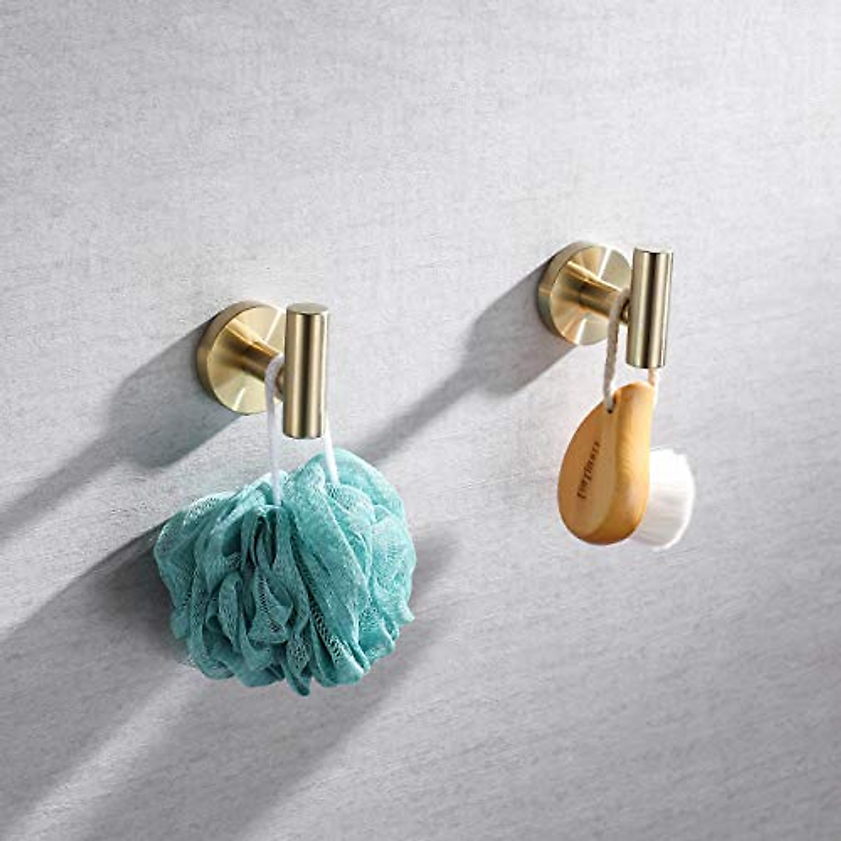 Miyili Brushed Gold Towel Hook SUS 304 Stainless Steel Coat/Robe Clothes Hook for Bath Kitchen Garage Wall Mounted 2 Pack, B01G2