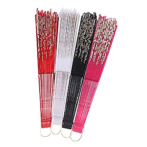 Xinbalove Hand Folding Fans Chinese Tai Chi Folding Fan Spanish Style Dance Party Fan Wedding Silk Lace Fan Folding Held Flower Fan Lady Wedding Folding Hand Fan (Color : Burgundy)