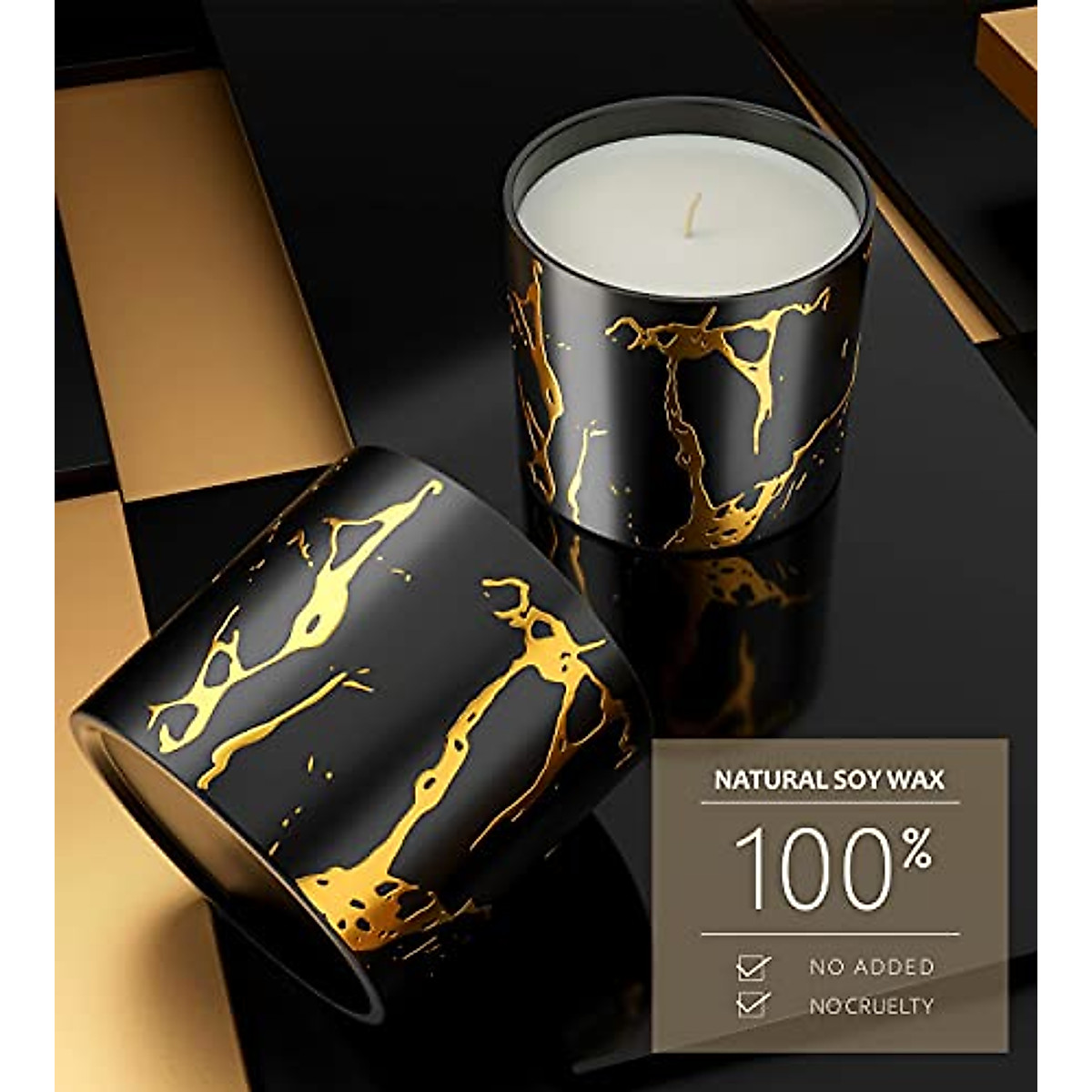 Scented Candles, Candles for Home Scented, Cactus Strong Scented Candles for Men, 7oz Large Fall Soy Candles, Aromatherapy Candle for Mens Gifts in Black Gold Jar - Christmas Birthday Gifts for Men