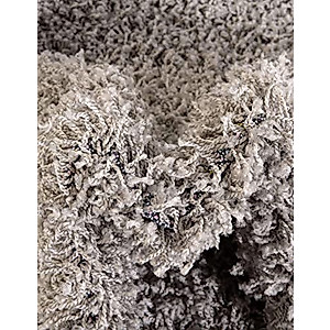 Rugs.com - Über Cozy Solid Shag Collection Rug – 7' x 10' Cloud Gray Shag Rug Perfect for Bedrooms, Dining Rooms, Living Rooms