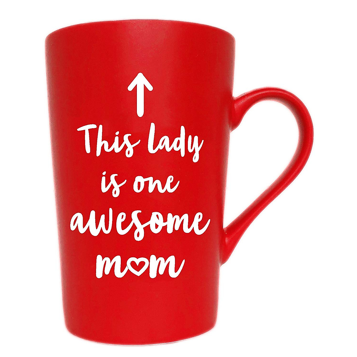 MAUAG This Lady is One Awesome Mom Coffee Mug Christmas Gifts, Funny Quote Cup for Mother's Day or Valentine's Day from Daughter Son or Husband, Red 12 Oz