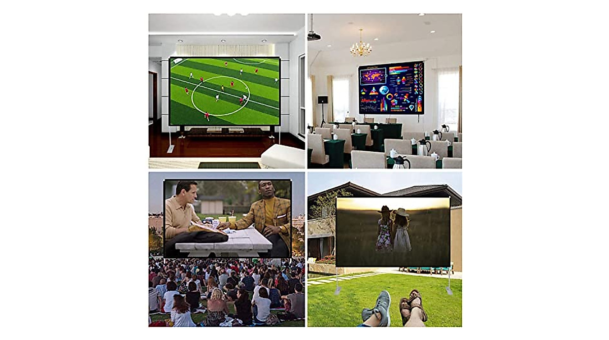 100 Inch Projector Screen with Stand - 4K HD, Fast Setup, Outdoor Indoor