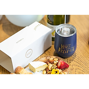 Verre Esprit Retirement Wine Tumbler 12 Oz -Retired Wine Glass - Retirement Gifts Wine Glass - I Can Wine All I Want I'm Retired - Stainless Steel Drinking Cup - Comes In Stunning Gift Box