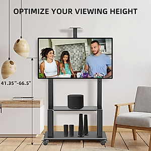 XINLEI Rolling TV Stand with Wheels Heavy Duty Mobile TV Cart for Most 40-100 Inch Flat/Curved Screens, Portable TV Floor Stand with Shelf Large Base, Max VESA 900x600, up to 330 lbs