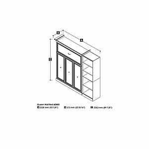 Bestar Versatile Queen Murphy Bed with Closet Organizer (92W) in White, Sleeping Arrangement and Wardrobe for Multipurpose Room