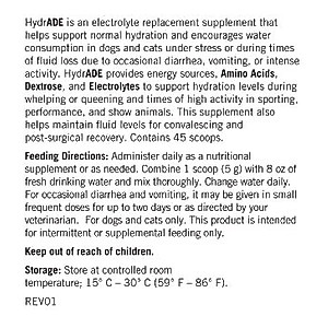 HydrADE Powder - Electrolytes for Dog & Cat Dehydration - Hydration for Dogs & Cats - Lots of Love Pet Products (8 Oz)