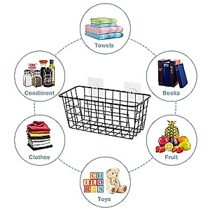 4 Pack Hanging Sorage Basket, Bathroom Basket, Household Goods Storage Basket, with Traceless Tape, no Drilling, for Cabinet Storage, Kitchen, Bathroom, Storage Room(4 Black)