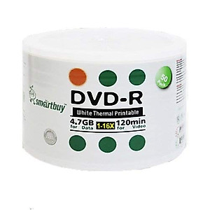 Smart Buy 300 Pack DVD-R 4.7gb 16x Thermal Printable White Blank Data Video Record Disc, 300 Disc 300pk