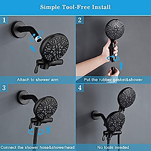 BONADE Black Shower Head, Black Handheld Shower with Shower Head the Perfect Combination Possession 7x7=49 Combinations of Functions to Take you to Enjoy a Luxurious Bath, Matte Black