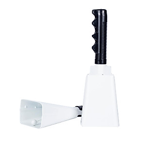 Steel Cowbell with Handle 8 Inch Cow Bells Noise Makers, 2 Pack Large Cowbells for Sporting Events, Hand Percussion Cowbells Cheering Bell for Football Game Party Concert Graduation School (White)