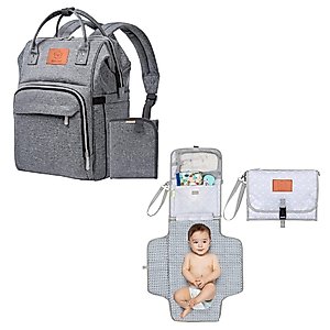 KeaBabies Diaper Bag Backpack and Portable Diaper Changing Pad - Waterproof Multi Function Baby Travel Bags - Waterproof Foldable Baby Changing Mat - Diaper Changing Station -Travel Diaper Change Pad