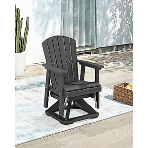 SERWALL Adirondack Swivel Glider Chair, HDPE Swivel Glider for Outdoor, All-Weather Glider Chair for Porch, Balcony, Slate Grey