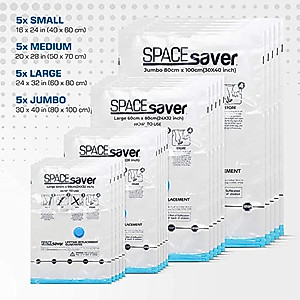 Spacesaver Vacuum Storage Bags (Variety 20 Pack) Save 80% on Clothes Storage Space - Vacuum Sealer Bags for Comforters, Blankets, Bedding, Clothing - Compression Seal for Closet Storage. Pump for Travel.