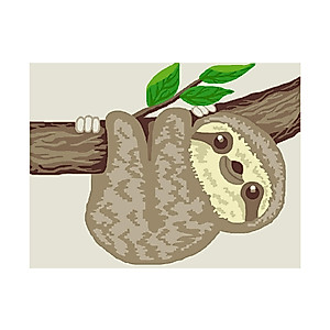 Paint by Numbers for Adults Kids, Cute Sloth Printable Easy Animals Painting by Numbers to Print for Beginners, Home Wall Decor DIY, Activity at Home, Materials are NOT Included!