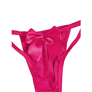 SOLY HUX Women's Two Piece Underwire Lingerie Set Bow Knot Cut Out Halter Bra and Panty Sleepwear Pure Hot Pink S