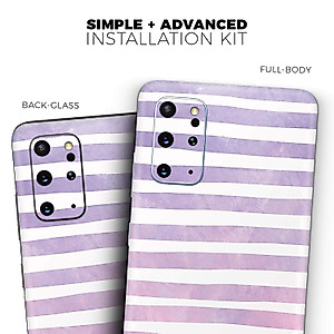 DesignSkinz Purple Watercolor Ombre Stripes Protective Vinyl Decal Wrap Skin Cover Compatible with The Samsung Galaxy S20 (Screen Trim & Back Glass Skin)